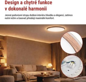 EMOS Stropní LED svítidlo ILVI s dekorem dřeva 400mm 30W CCT s DO ZM5160