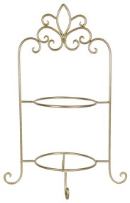 Zlatý kovový ozdobný stojan na talíře dvoupatrový - 38*30*57 cm