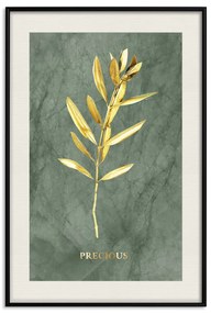 Plakát Originální rostlina - část olivového stromku na mramorovém pozadí
