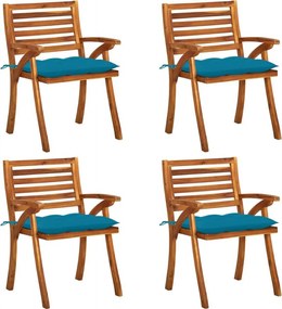 vidaXL Zahradní židle s poduškami 4 ks masivní akáciové dřevo [3075197] Barva: Světle modrá