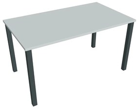 Stůl jednací rovný délky 140 cm - Hobis Uni UJ 1400 Dekor stolové desky: šedá, Barva nohou: černá