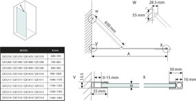 Gelco VARIO CHROME sprchová zástěna 80 x 200 cm jednodílná k instalaci ke stěně chrom sklo nordic GX1580-05