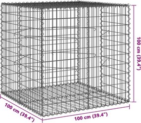 Gabionový koš s víkem 100 x 100 x 100 cm pozinkované železo 3295190