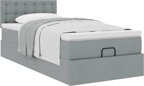 Osmanský rám postele s matrací světle šedá 90x190cm textil 3311587