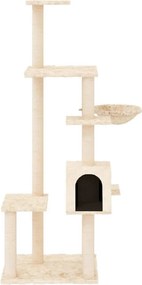 Škrabadlo pro kočky se sisalovými sloupky krémové 142 cm 171591