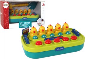 LEAN Toys Hra na obratnost Whac-a-Mole – kuřátka, kladívko, světla, zvuky, na baterie