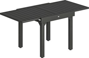 Zahradní stůl Rozkládací hliníkový jídelní stůl 80/160 x 80 cm pro 4-6 osob, obdélníkový s lamelovou deskou