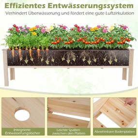 Costway Dřevěný vyvýšený záhon s drenážními otvory Záhon s 2 výsadbovými