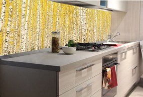 DIMEX | Fototapeta do kuchyně Žlutý březový háj KI-180-197 | 180 x 60 cm | žlutá, černá, bílá