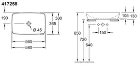 Villeroy & Boch 417258R1 - Umyvadlo na desku ARTIS 58x38,5 cm keramika/bílá