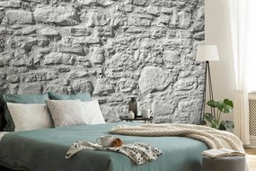 Samolepící fototapeta šedá stěna z kamene - 300x200 cm
