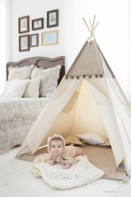 lovel.cz Dětský stan Teepee - Pom Pom Sand