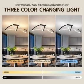 Brilagi-LED Stmívatelný přisazený lustr TWISTER LED/60W/230V 3000-6000K černá+DO