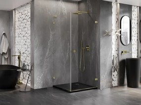 Mexen Lunar-B L výklopný sprchový kout pravý 90 x 90 cm, čiré sklo, zlatá lesklá, 832L-090-090-50-00-P