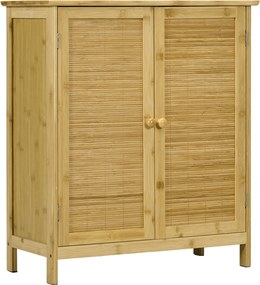 HOMCOM Komoda v Boho stylu z ratanu a bambusu, dvoudveřová s vnitřními policemi, 60x27x67,5 cm, přírodní barva | Aosom
