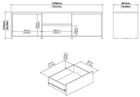 Tvilum TV stolek Nerea 315 jackson hickory/bílý lesk