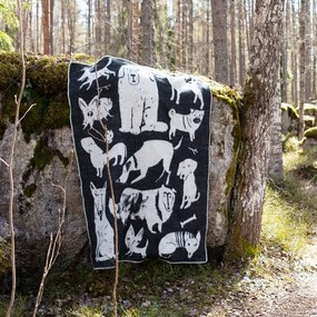 Vlněná deka Koirapuisto 130x180, černo-bílá
