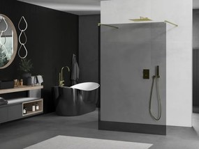 Mexen Kioto, sprchová zástěna Walk-In 120 x 200 cm, 8mm šedé sklo, zlatý matný profil, 800-120-002-55-40