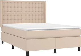 Box spring postel matrace a LED cappuccino 140x200cm umělá kůže 3139390