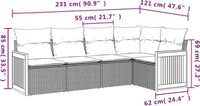 5dílná zahradní sedací souprava s polštáři černá polyratan 3227625