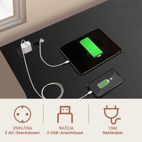 Costway Desk Rohový stůl ve tvaru L se zásuvkami a USB porty – 120 × 120 × 75 cm