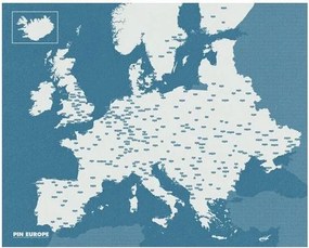 Nástěnná dekorace Pin Wall Europa jasno modrá