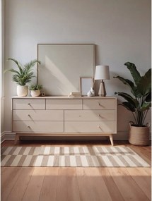 Bílý/světle hnědý oboustranný/ručně tkaný vlněný koberec 80x150 cm Vika – Hanse Home