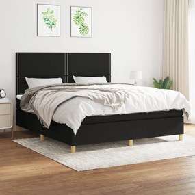 Box spring postel s matrací černá 160x200 cm textil,  3142267