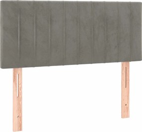 Čelo postele s LED světle šedé 90x5x78/88 cm samet 3121886