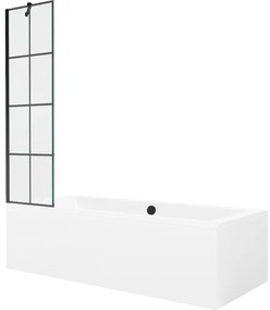 Mexen Cube obdélníková vana 170 x 80 cm s krytem a 1křídlovou zástěnou 50 cm, černý vzor - 550517080X9505007077