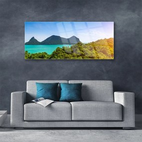 Plexisklo-obraz Hory Moře Stromy Krajina 125x50 cm