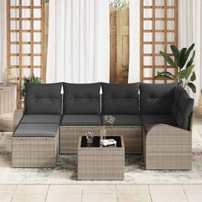 Set pohovek 7 ks Světle šedá polyratan 3354791