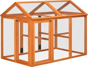 Kurník PawHut pro venkovní použití 140x88,5x106 cm pro 1-3 slepice s 3 hnízdy, dřevěný rám a 2 zámkové dveře pro zahradu, přírodní dřevo | Aosom