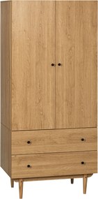 HOMCOM Dospělá Skříň do Ložnice se 2 Dveřmi a 2 Zásuvkami - 80 x 52 x 180 cm - Dřevěný Dekor | Aosom