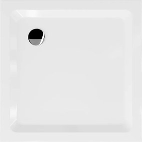 Mexen Flat čtvercová sprchová vanička slim 80 x 80 cm, bílá, chromový sifon - 40108080
