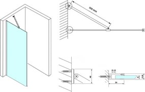 Erga Paris, rohová vzpěra pro sprchové zástěny o tloušťce skla 6(8)mm, délka 35cm, chromová, ERG-V02-PARIS-BAR35-CR