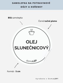 Samolepka na dózu CUKR KOKOSOVÝ – bílá, 5 cm, tučné písmo