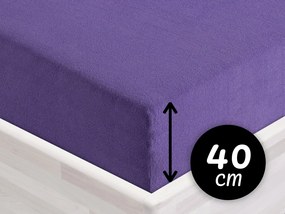 Froté napínací prostěradlo na extra vysokou matraci FR-013 Fialové 180 x 220 - výška 40 cm