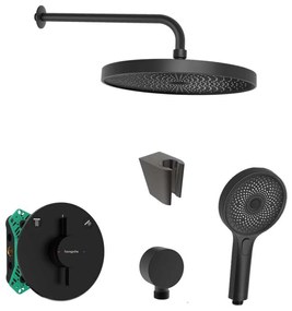 SANITINO - Sprchový set s baterií a tělesem pod omítku hansgrohe, příslušenství kielle, matná černá SANI21HKK400