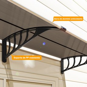Outsunny Ochranný Slunečník 200x96 cm Exteriérový Kryt pro Dveře a Okna proti Slunci a Dešti s PP Polykarbonátovou Oporou Hnědá