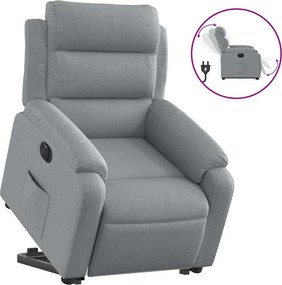Elektrické zvedací polohovací křeslo světle šedé textil 3205004