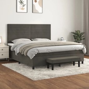 Box spring postel s matrací tmavě šedá 180x200 cm samet