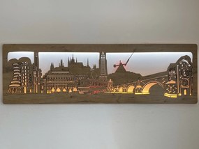 Li-Go "Praha" světelný obraz 230V 130x40 cm provedení povrchu: dub světlý