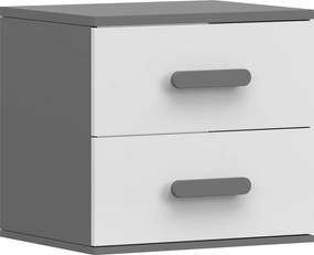 IDZ Noční stolek SMYK II 22, 55 cm Bílá + Grafit / Barevné úchytky Barva: Grafit