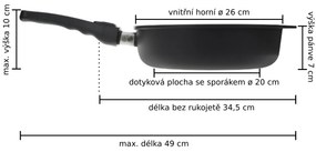 AMT Titanová pánev ø 26 cm x 7 cm s odnímatelnou rukojetí a poklicí