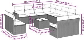 12dílná zahradní sedací souprava s poduškami hnědá polyratan 3219133