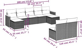 9dílná zahradní sedací souprava s poduškami černá polyratan 3226370