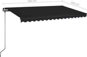 Ručně zatahovací markýza s LED světlem 400 x 350 cm antracitová 3069184