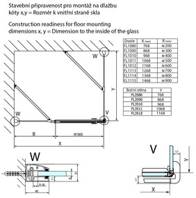 Polysan FORTIS LINE sprchové dveře 900mm, čiré sklo, levé FL1090L