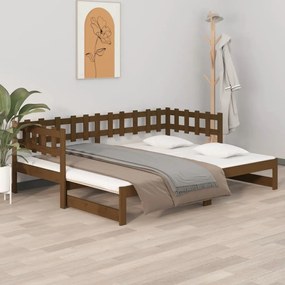 vidaXL Výsuvná postel 2x (80 x 200) cm masivní borovice [820767] Barva: medová hnědá